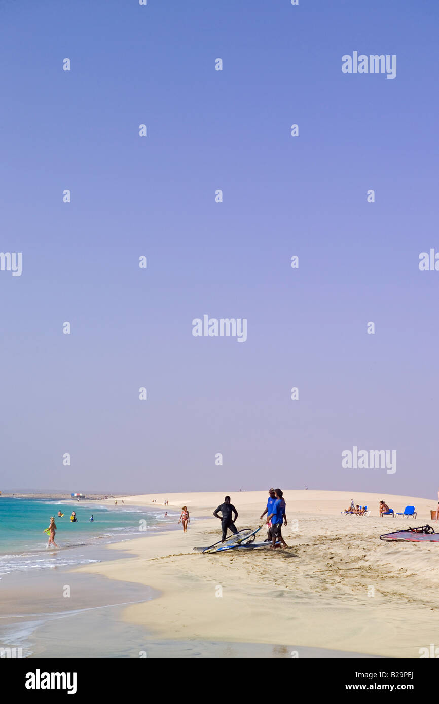 Beach in front of Hotel Funana Santa Maria Island of Sal Cape Verde ...