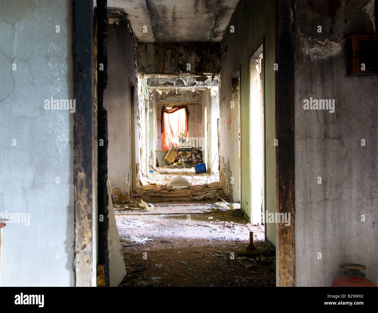 Hall and doorway in an old abandoned building Berlin Germany Stock ...