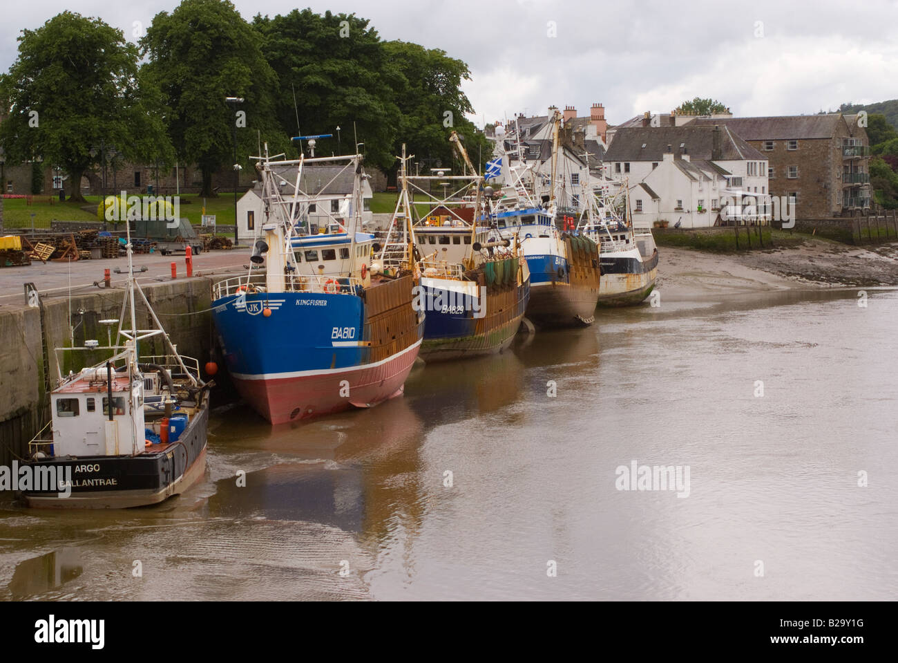 Fishing Boats Docked in Kirkudbright Harbour on River Dee with Tide Out ...