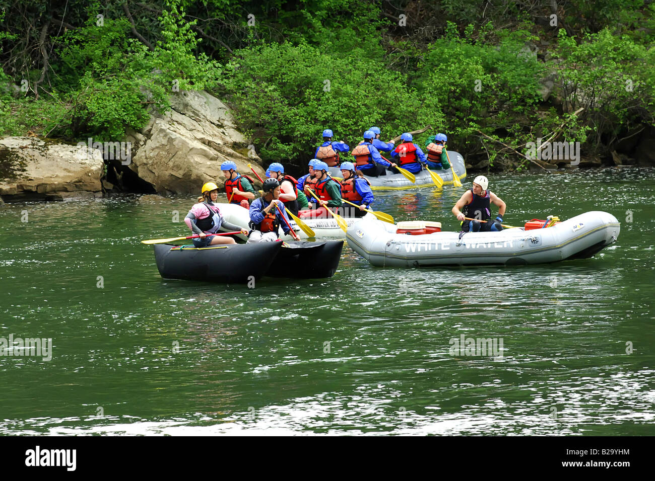 White water rubber rafting in Ohiopyle State park in Pennsylvania Stock ...