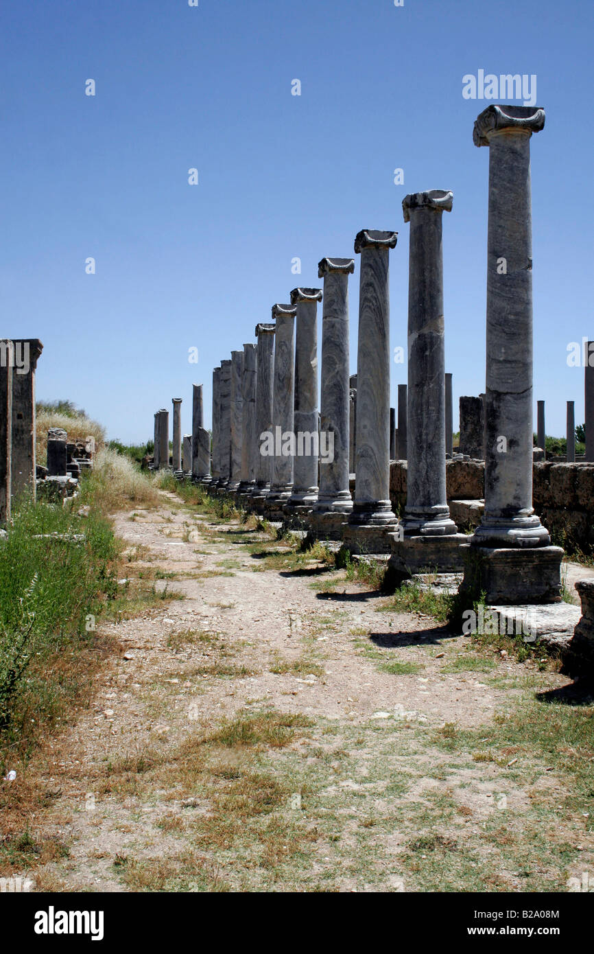 ROMAN PAVEMENT AND COLONNADE IN PERGE, TURKEY Stock Photo - Alamy