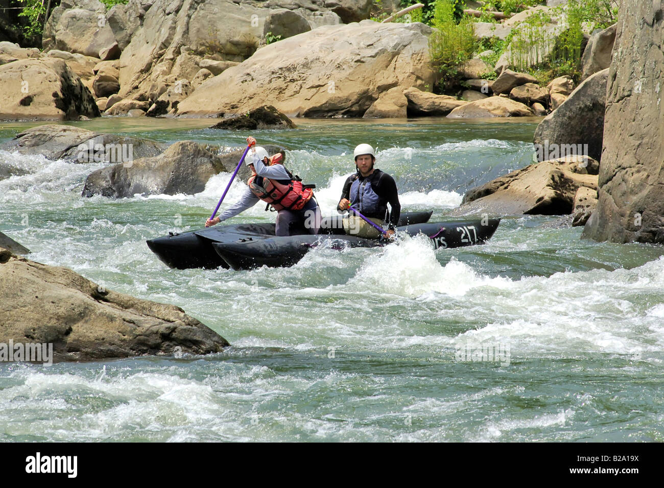 White water rubber rafting in Ohiopyle State park in Pennsylvania Stock ...