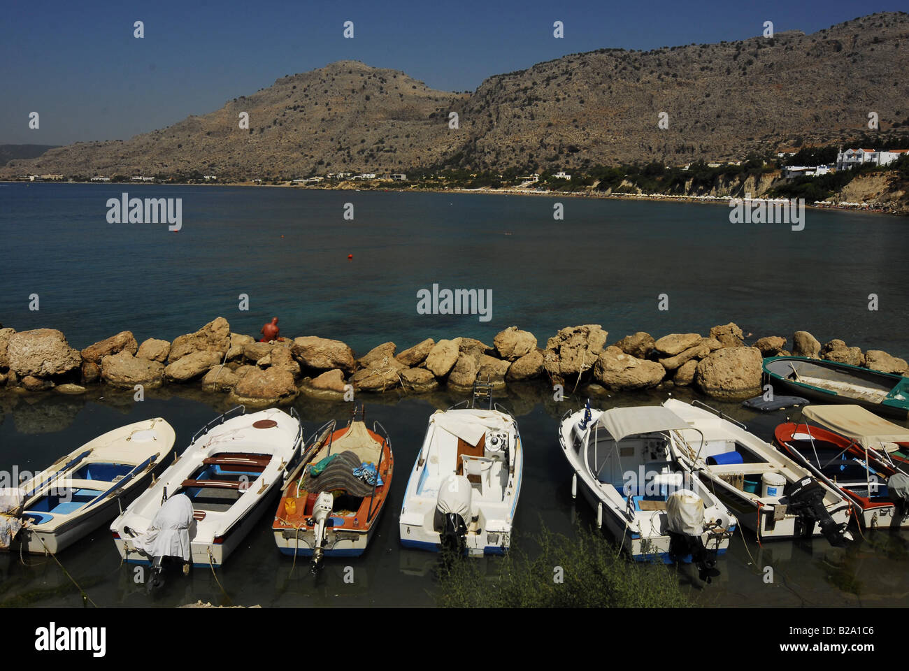 Pefkos Rhodes Greece main beach Stock Photo - Alamy