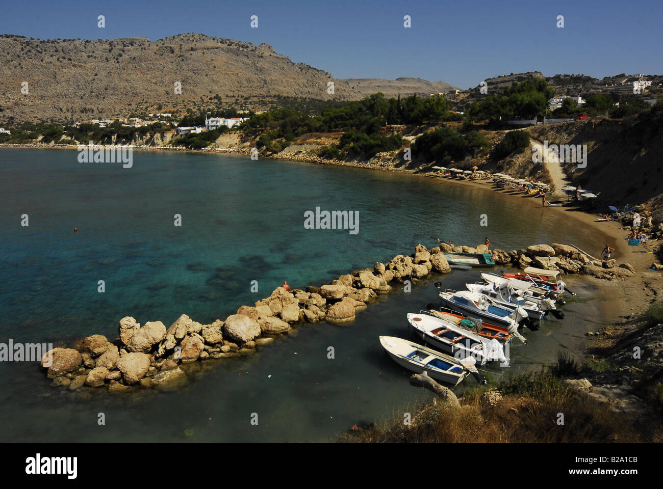 Pefkos Rhodes Greece main beach Stock Photo - Alamy