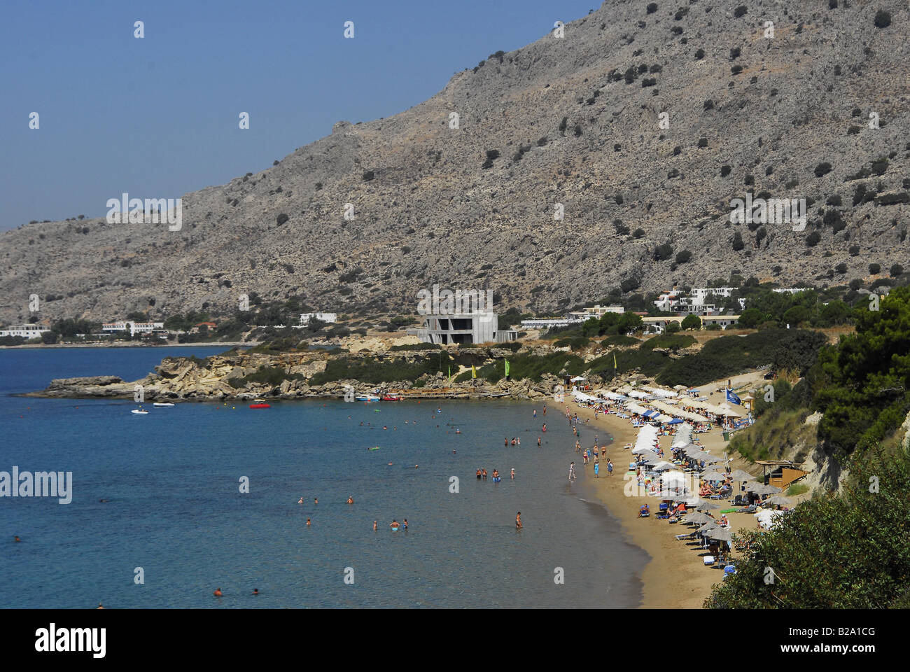 Pefkos Rhodes Greece main beach Stock Photo - Alamy