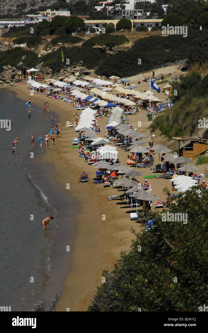 Pefkos Rhodes Greece main beach Stock Photo - Alamy