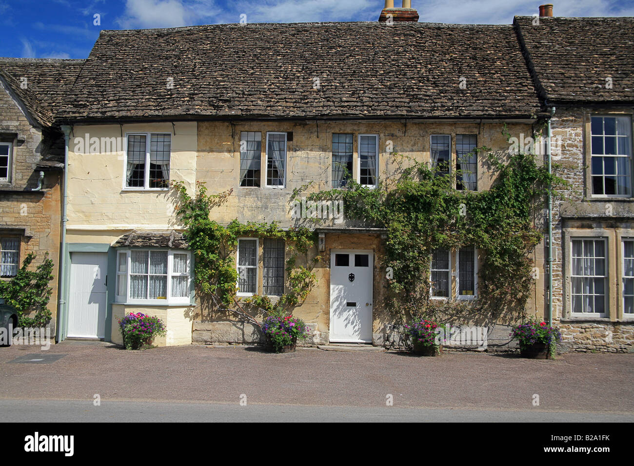 Traditional English rural cottages in the National Trust village of ...
