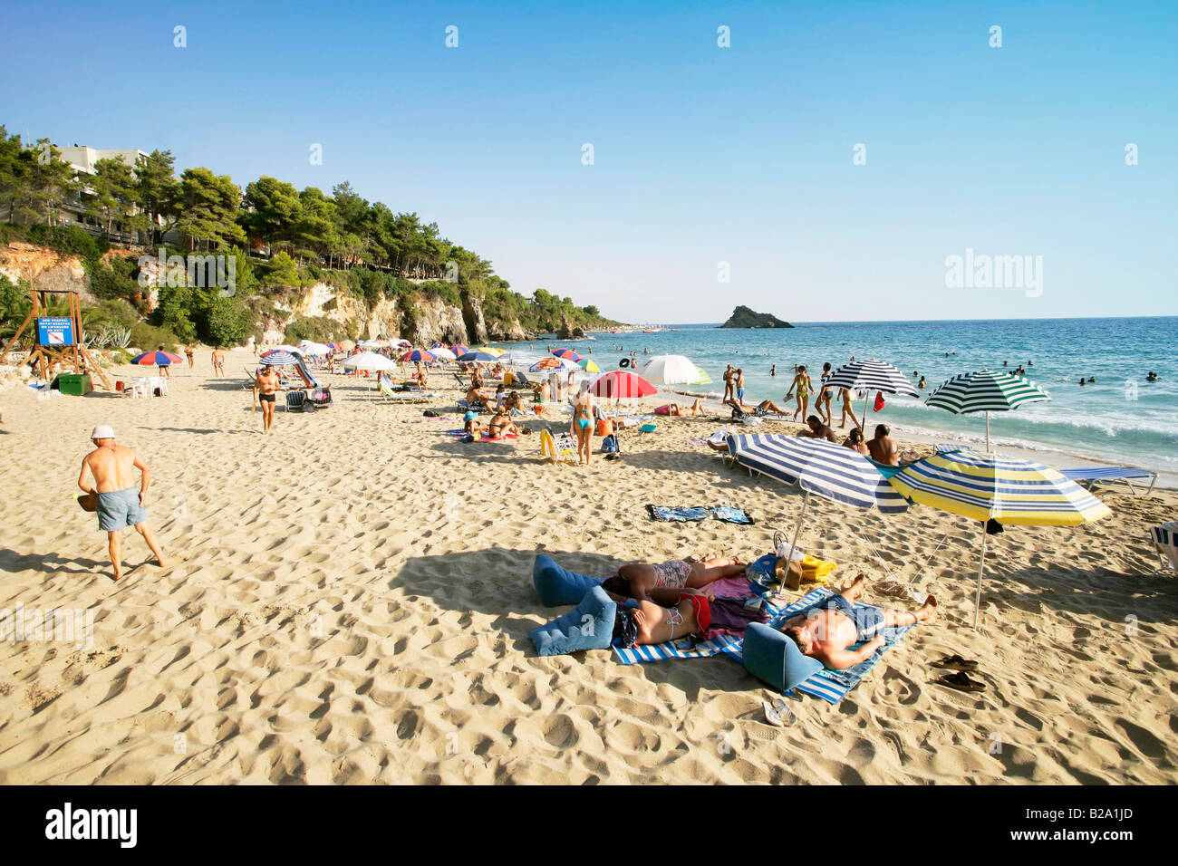 Greece kefalonia Platis Gialos white beach Beach at Lassi Stock Photo ...