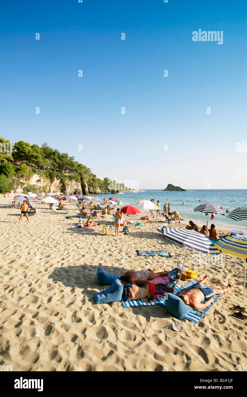 Greece kefalonia Platis Gialos white beach Beach at Lassi Stock Photo ...