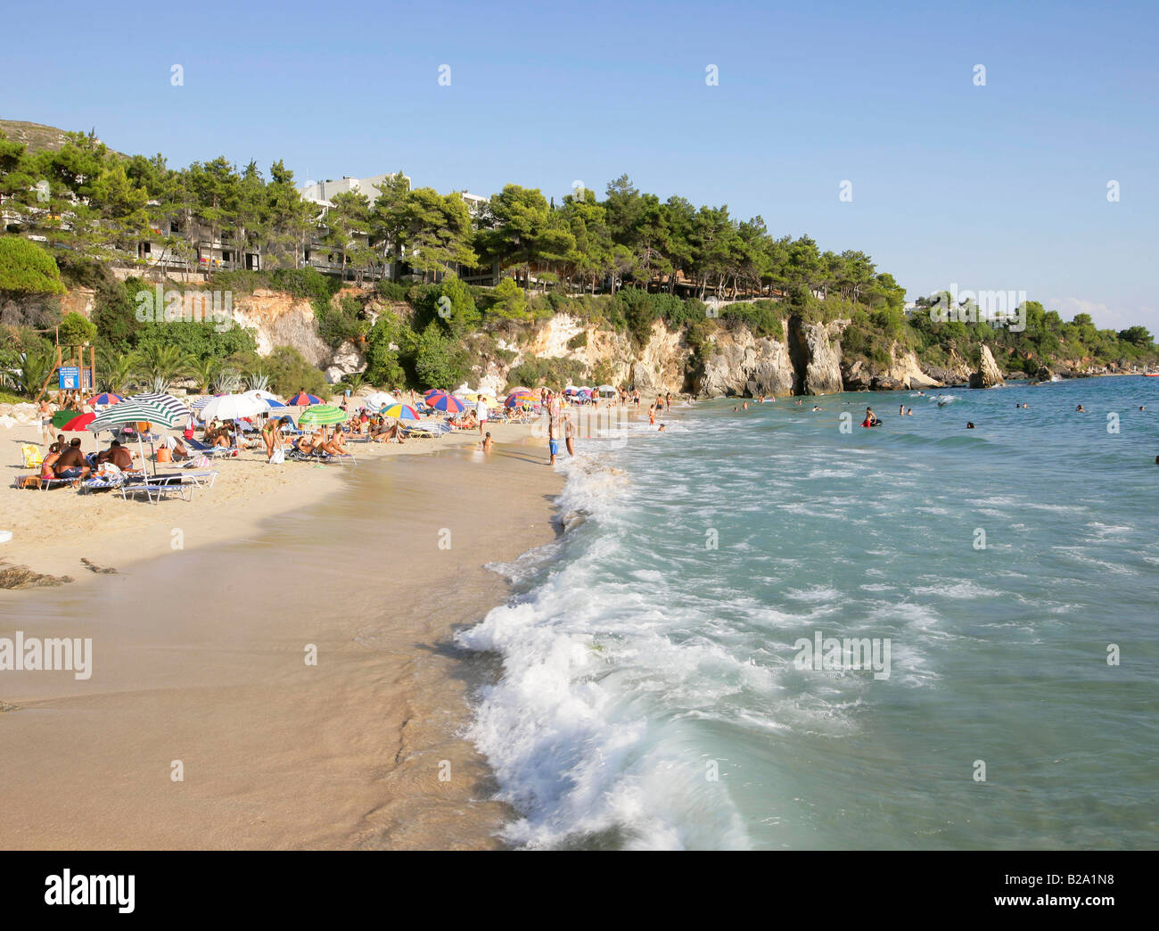 Greece kefalonia Platis Gialos white beach Beach at Lassi Stock Photo ...