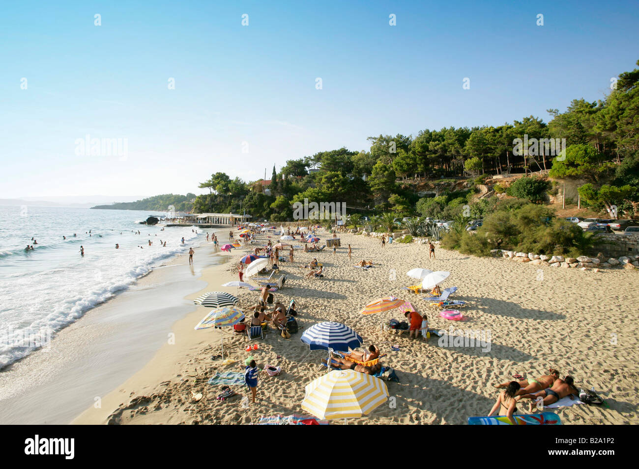 Greece kefalonia Platis Gialos white beach Beach at Lassi Stock Photo ...
