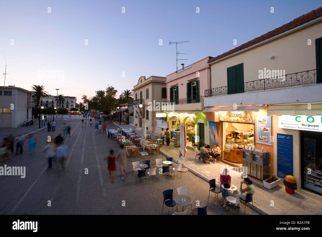 Greece kefalonia Argostoli capital street leading to the main town ...