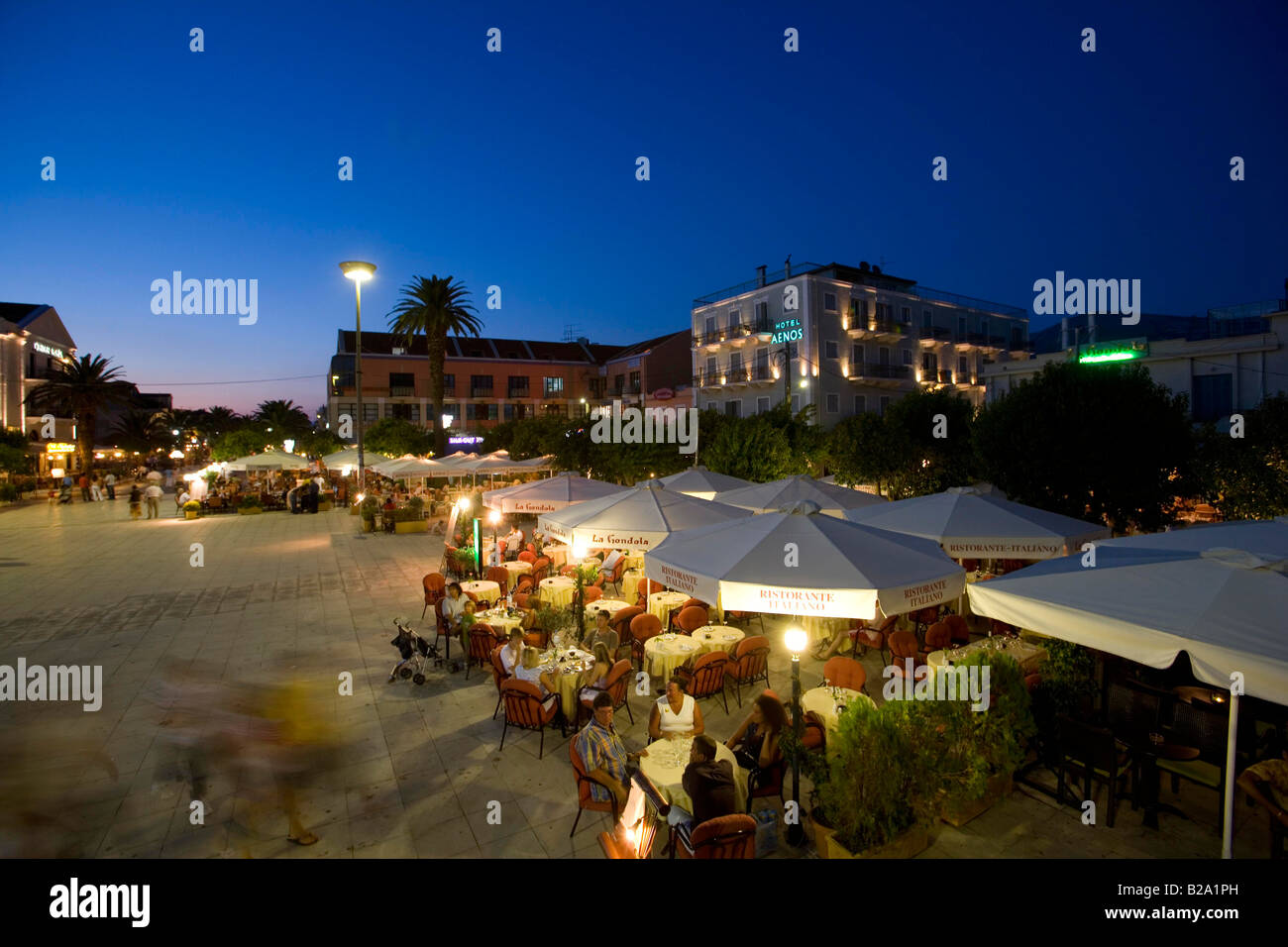 Greece kefalonia Argostoli capital main square at twilight Stock Photo ...