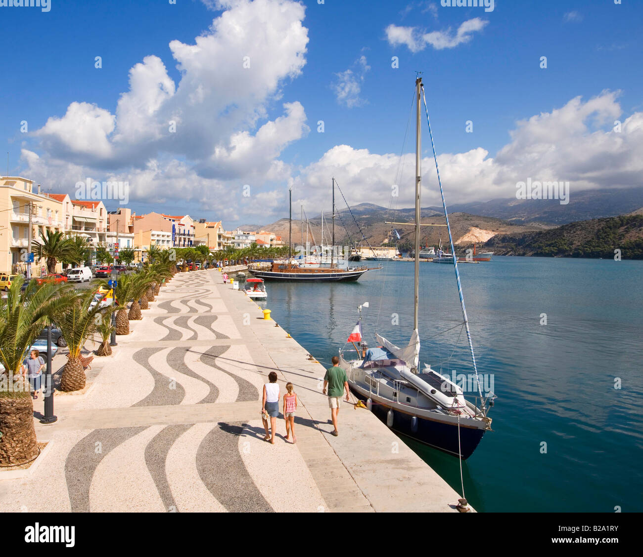 Greece kefalonia Argostoli capital harbour front summer Stock Photo - Alamy
