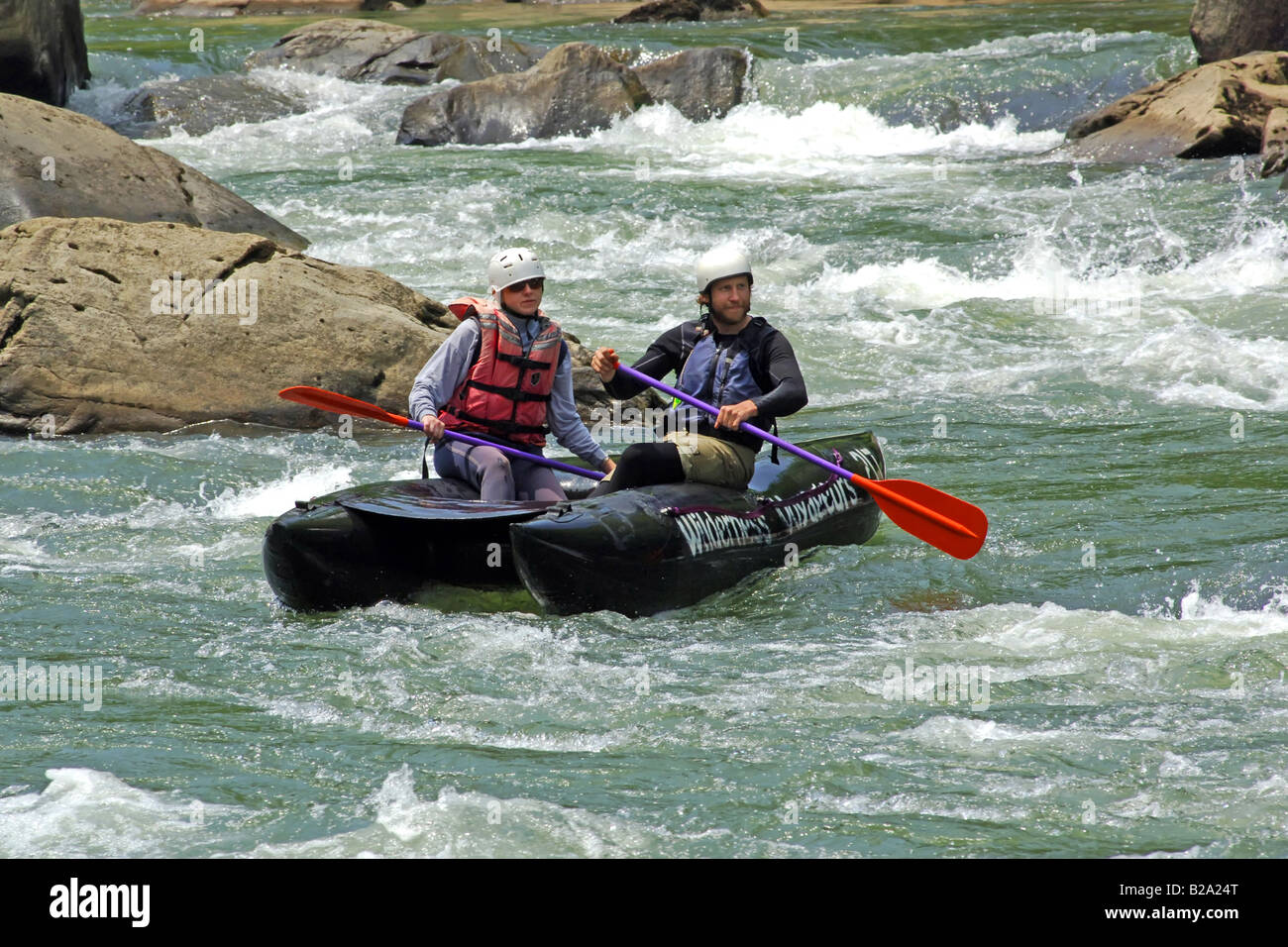 White water rubber rafting in Ohiopyle State park in Pennsylvania Stock ...