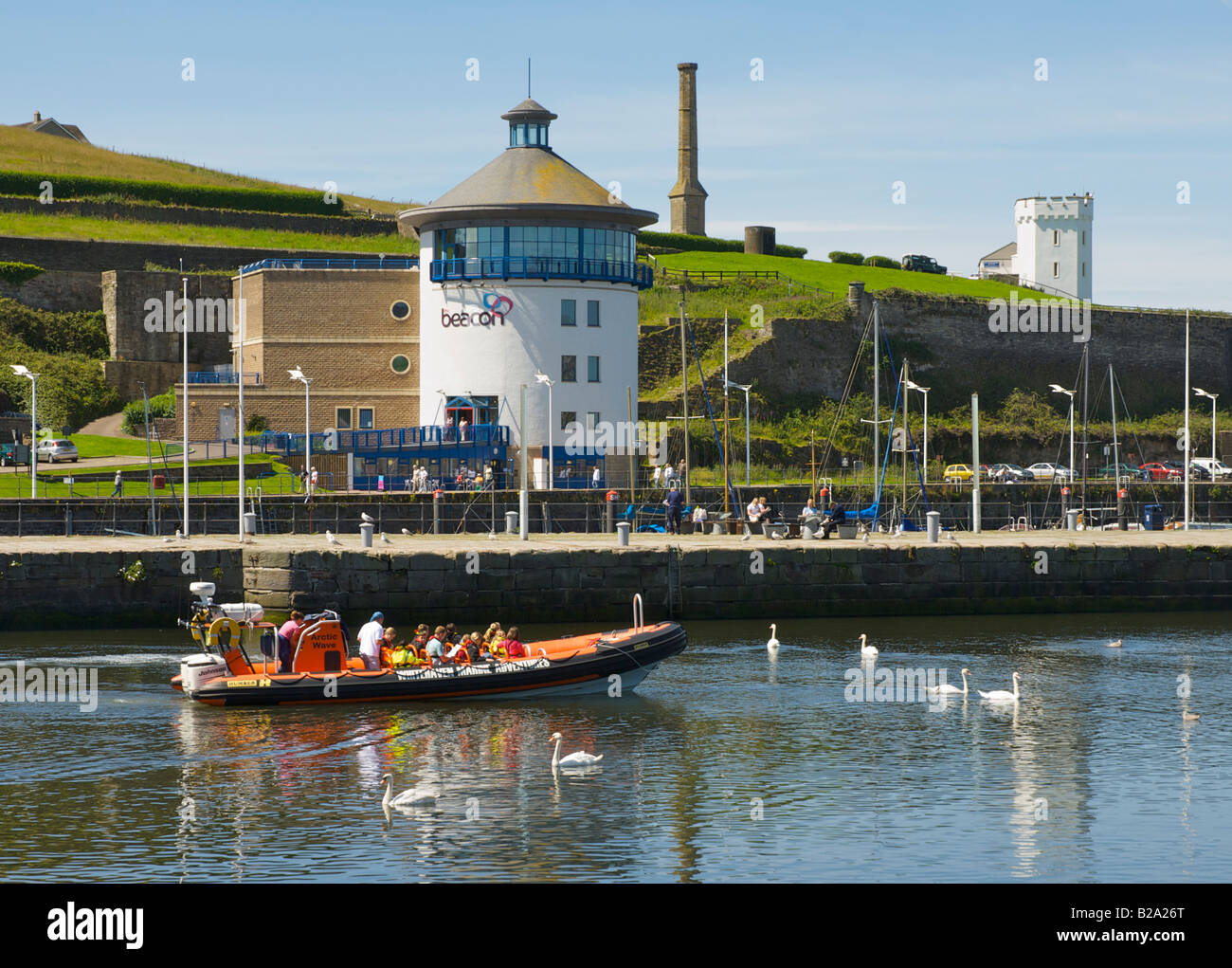 The Beacon, harbour and marina at Whitehaven, West Cumbria, England UK ...