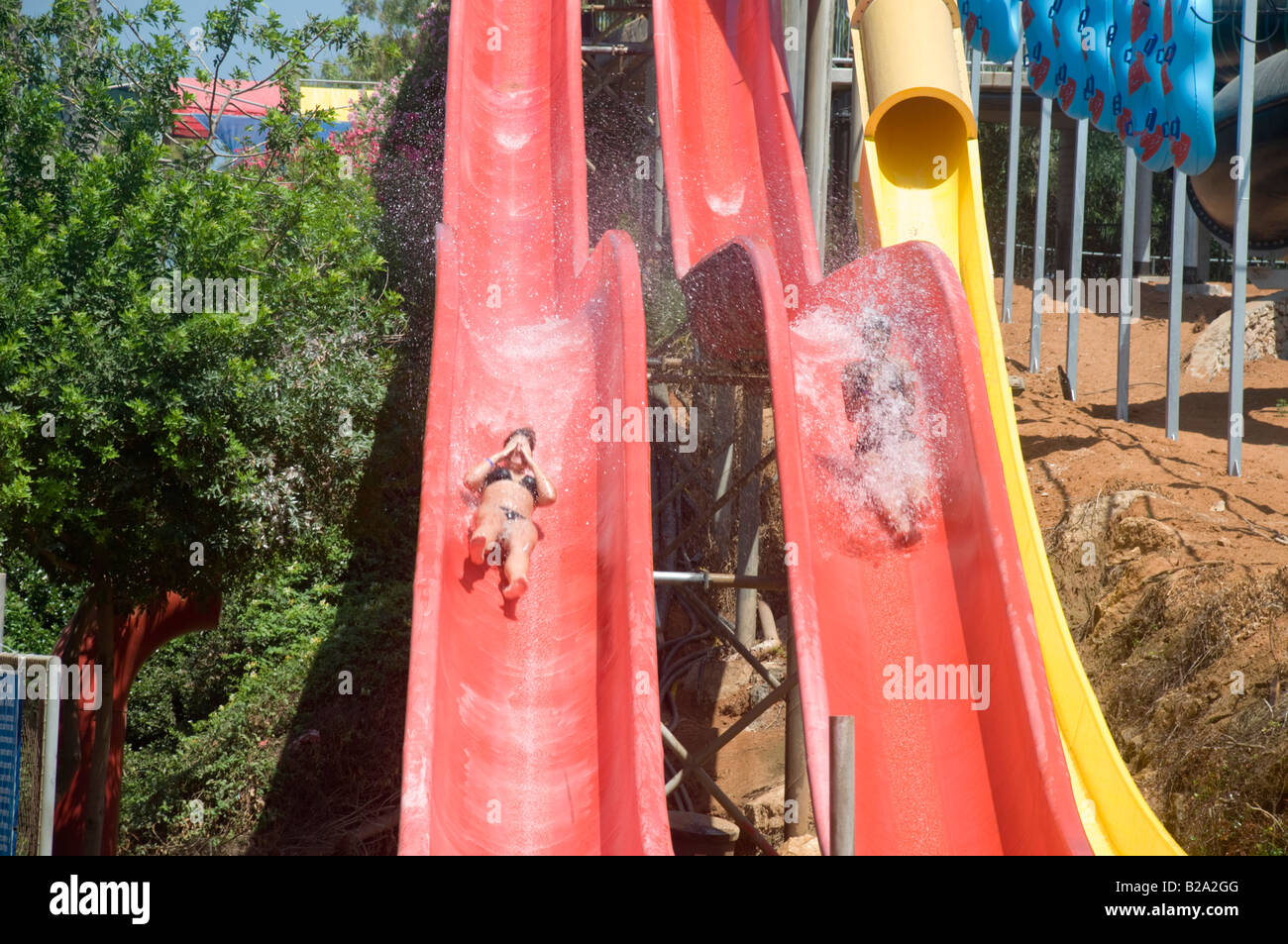 Israel Sfaim water Park summer fun on water slides Stock Photo - Alamy