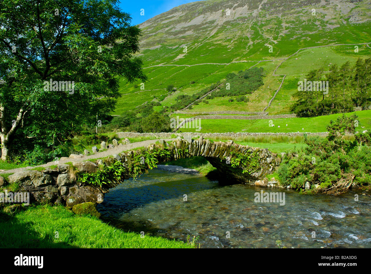 Old packhorse bridge at Mossdale, Wasdale Head, Cumbria UK Stock Photo ...