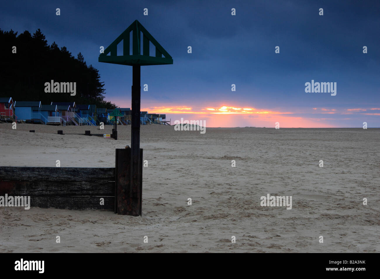 Wells next the Sea beach at sunset in Norfolk, England Stock Photo - Alamy
