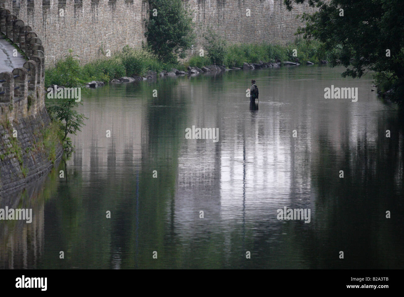 Fishing in a river, La Roche, Belgium Stock Photo - Alamy