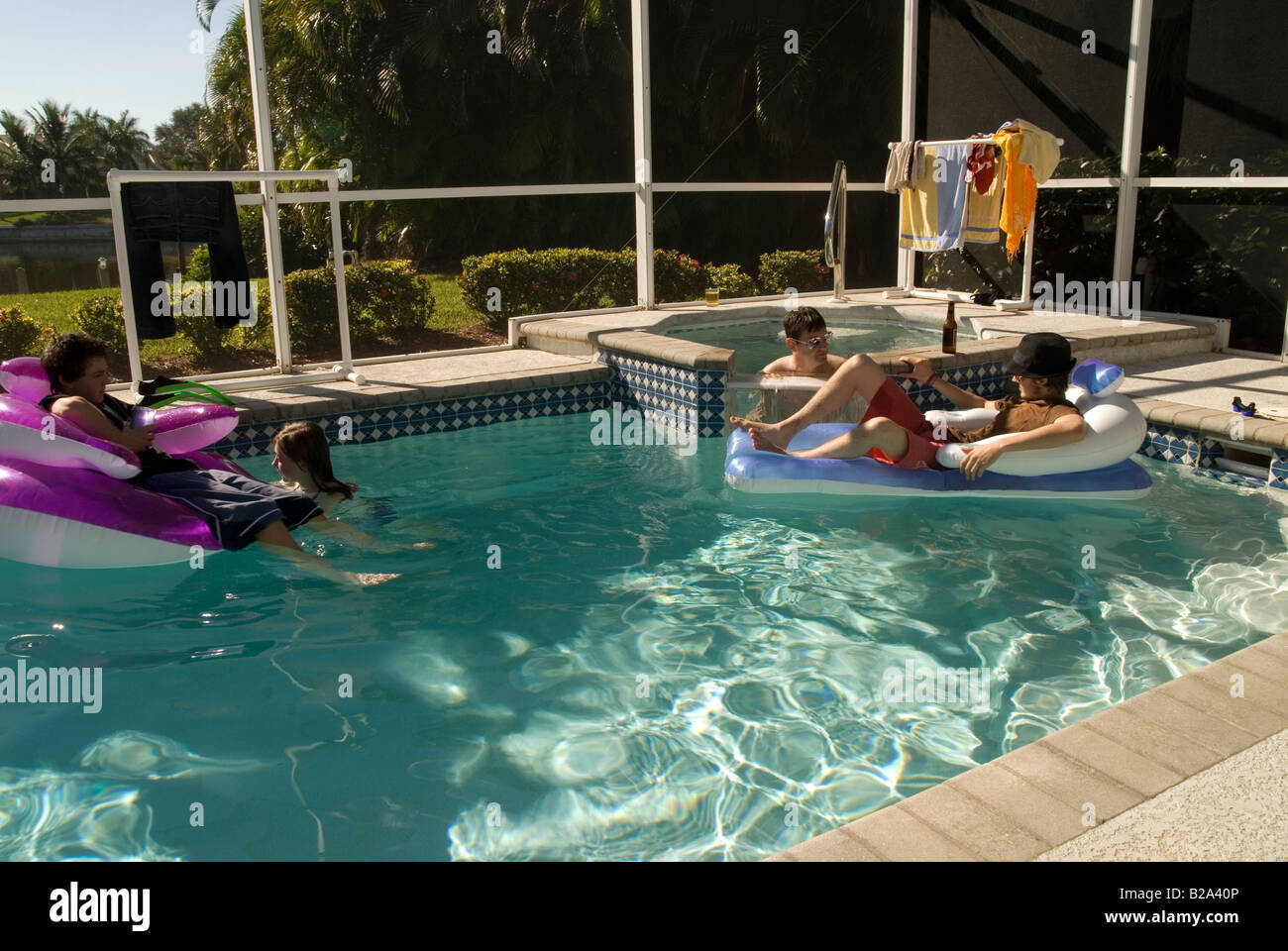 Fun in a Swimming Pool Stock Photo - Alamy