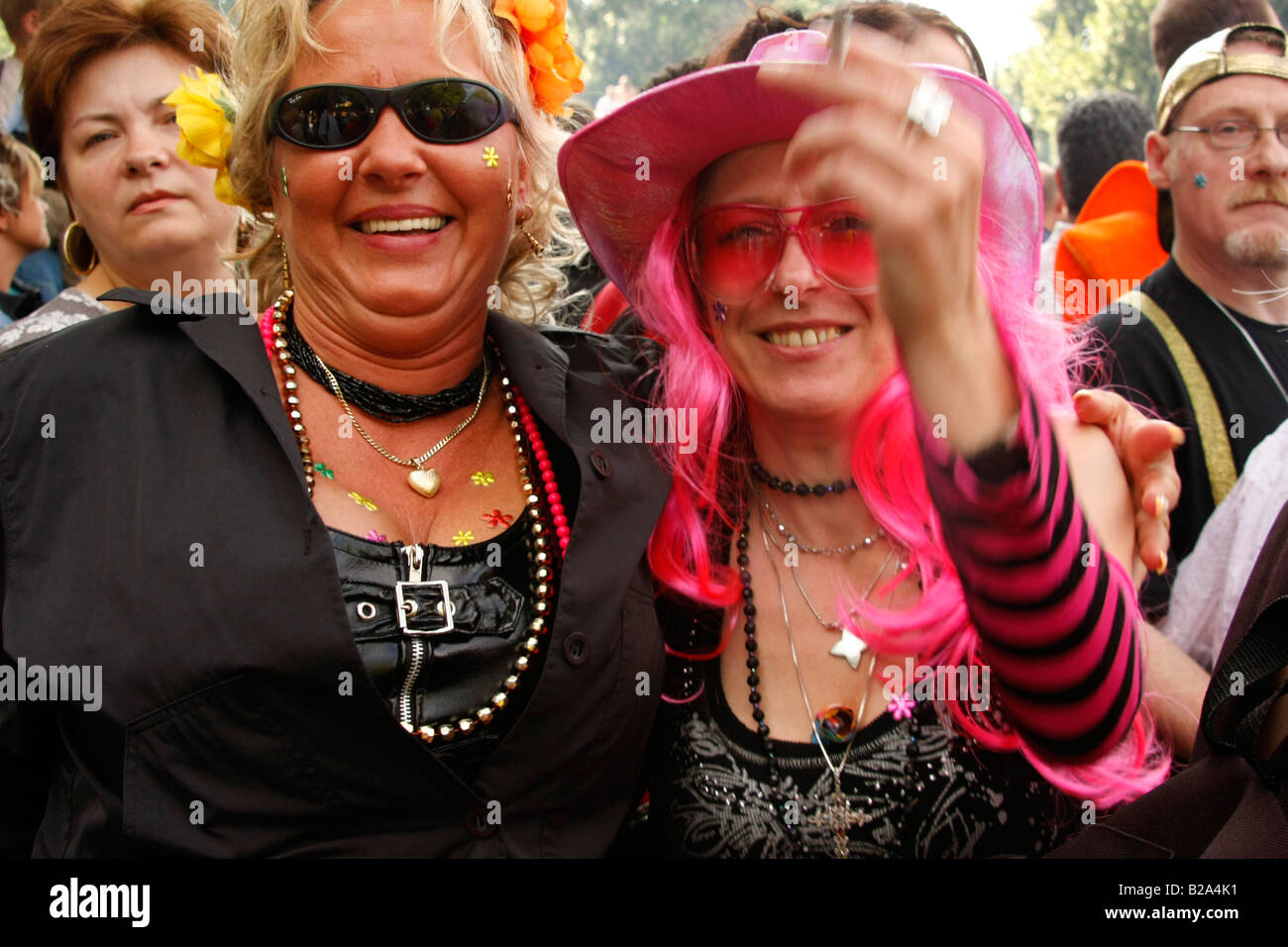 elderly woman dressed for the Love Parade 2008 in Dortmund Germany ...