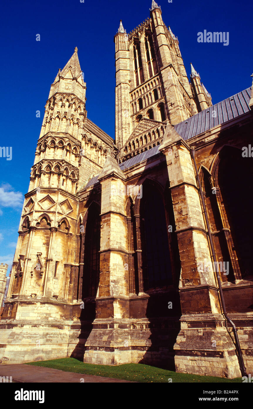 city of lincoln cathedral spires england uk gb Stock Photo - Alamy