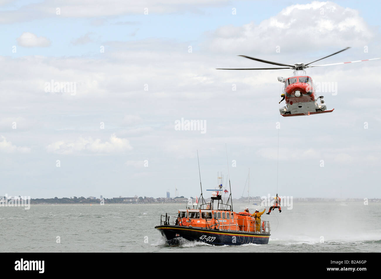 The Solent coastguard helicopter and Calshot lifeboat demonstrate an ...