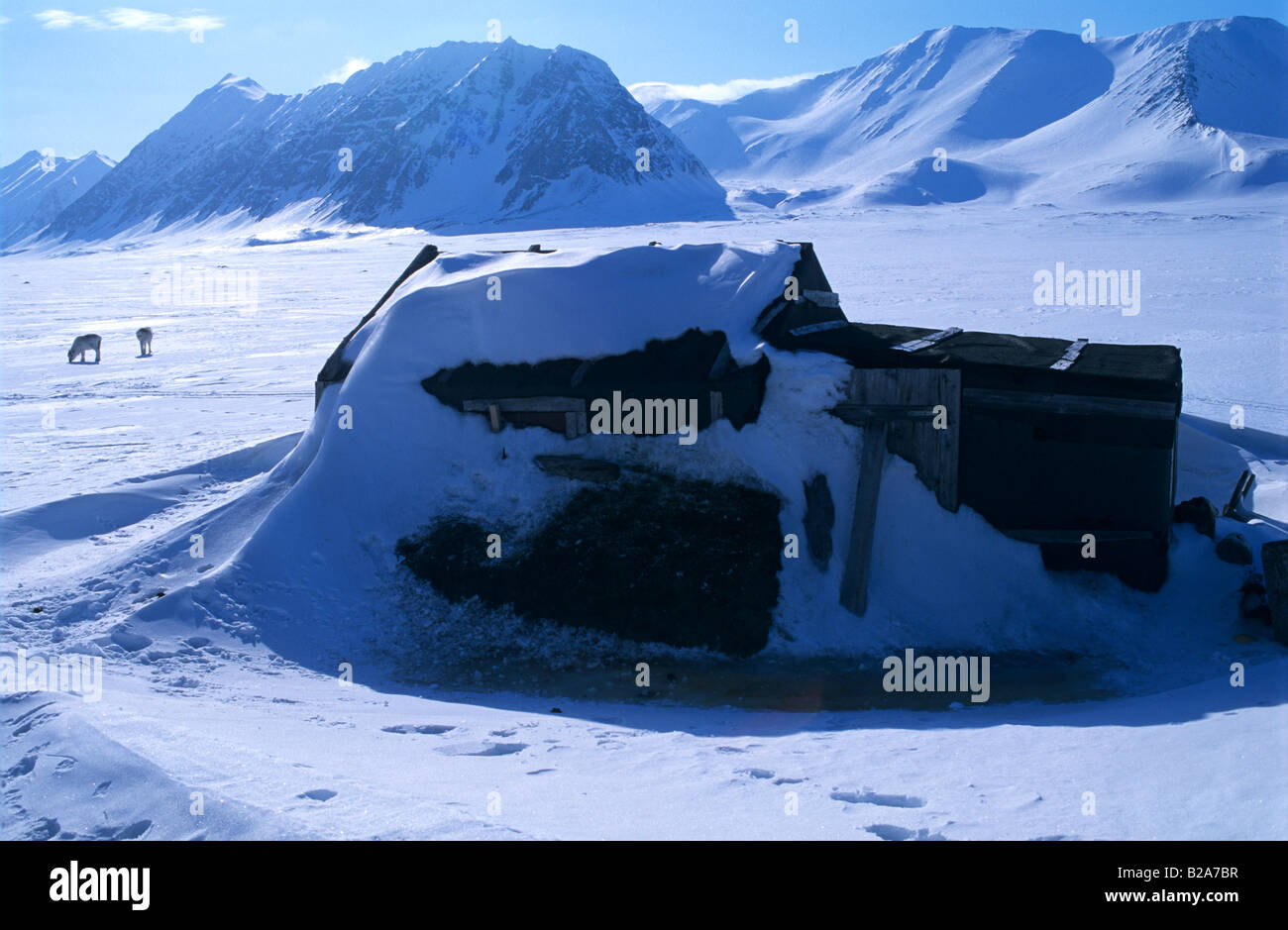 Small and old hunting cabin, Svalbard, Spitzbergen, Norway Stock Photo ...