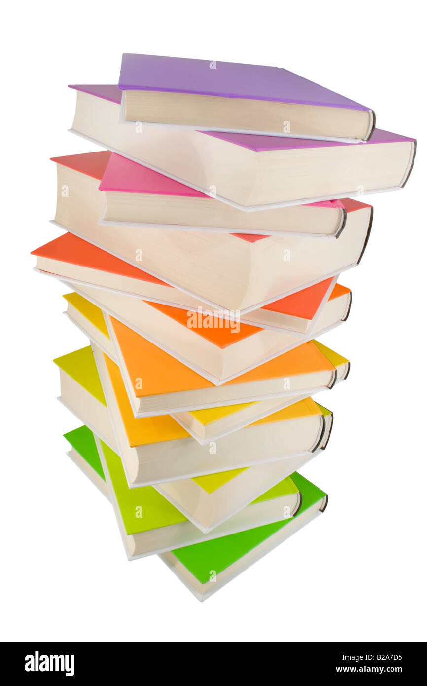 Pile of colorful books isolated on white Stock Photo - Alamy