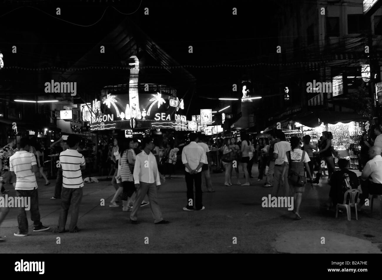 night time on the patong beach strip , red light district , patong ...