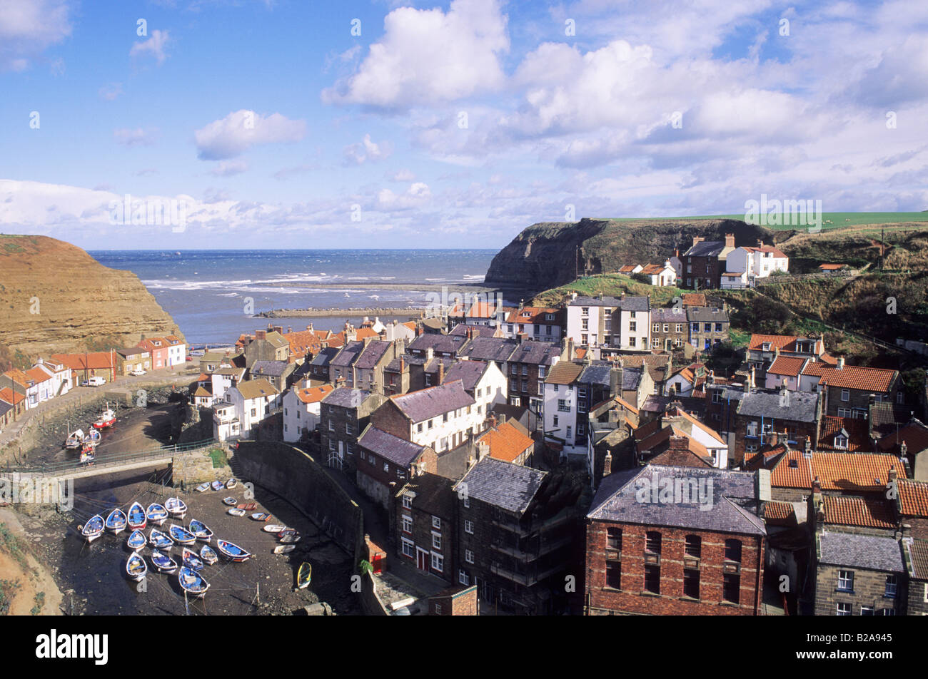 Staithes Yorkshire coast coastal English village scenery England UK ...