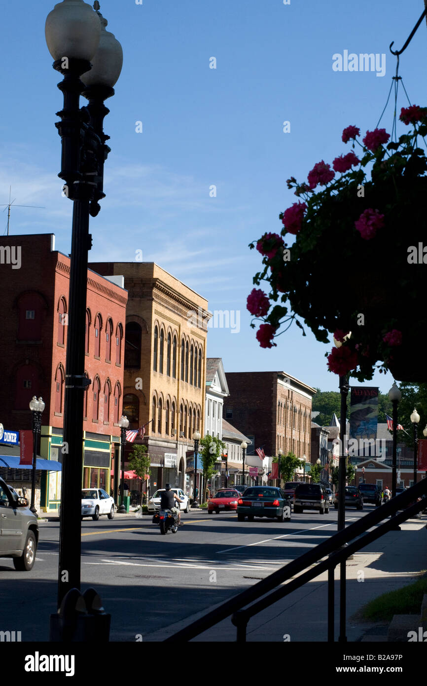 The small town of Adams Massachusetts welcomes visitors to their town ...