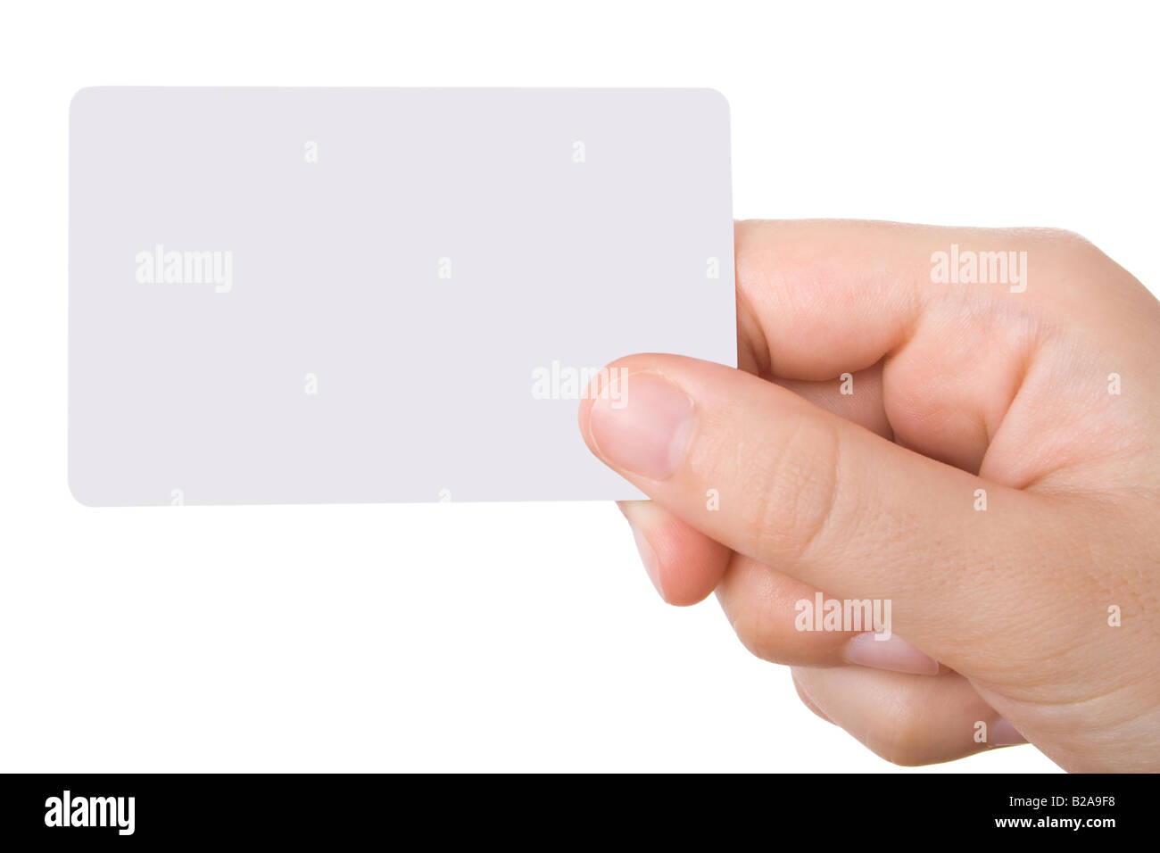 Hand holding a business card isolated on white background Stock Photo ...