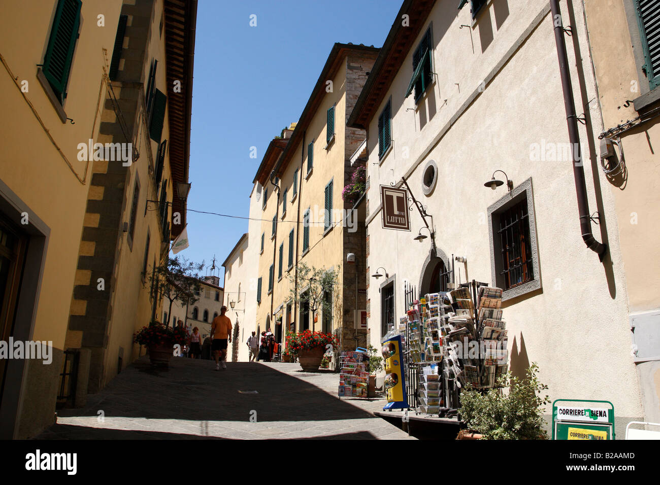 view along via roma the main street of radda in chianti tuscany italy ...