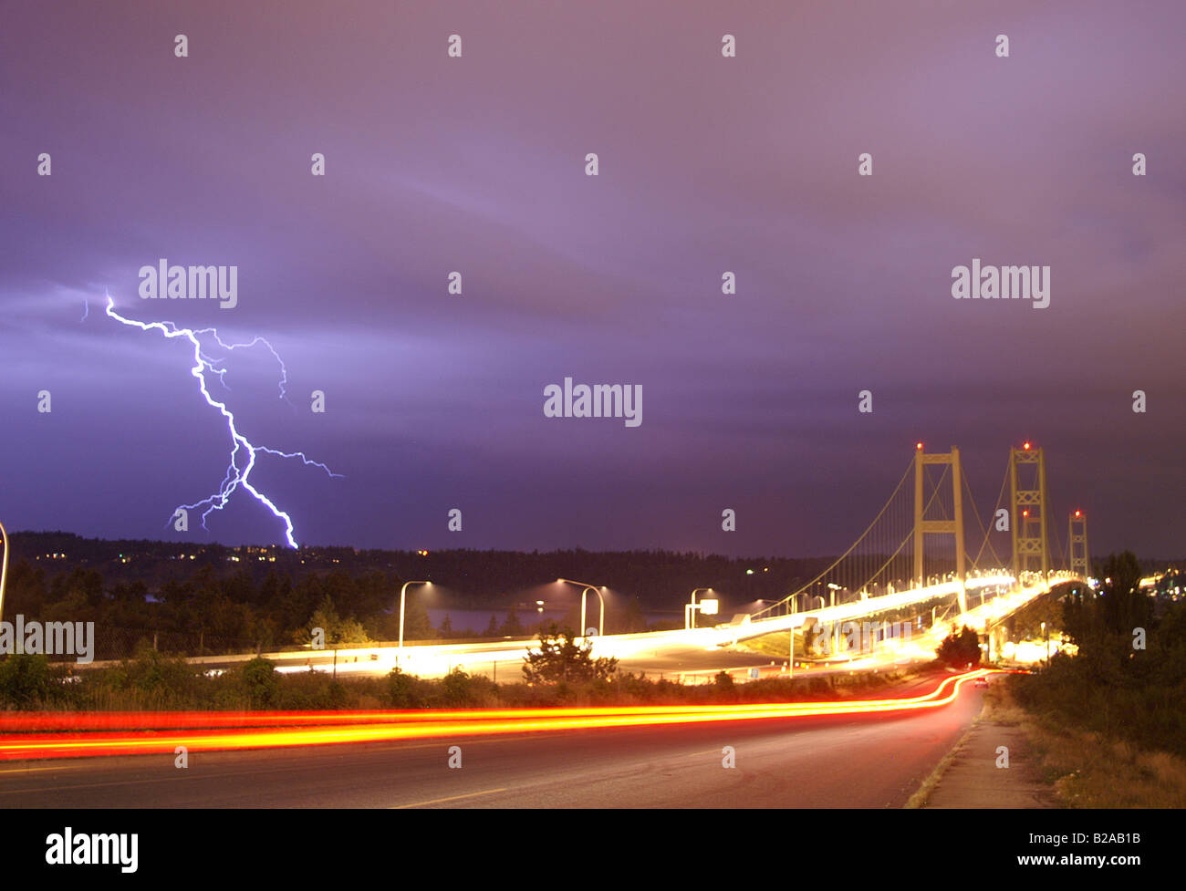 Lightning Storm Strike Tacoma Narrows Bridge Gig Harbor WASHINGTON ...
