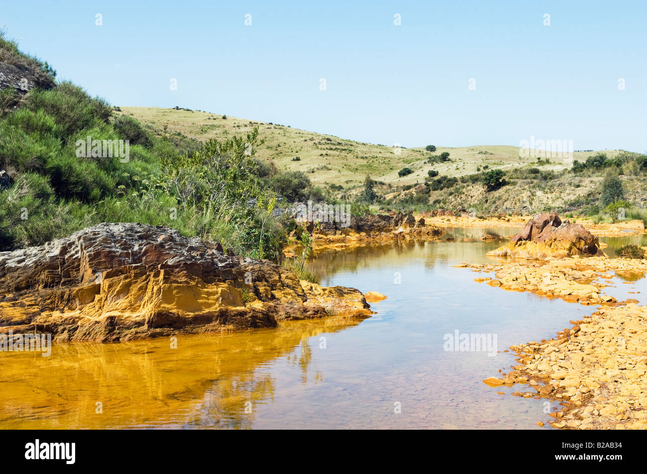 Detail of a polluted river by the mine runoff of Mina de S. Domingos ...