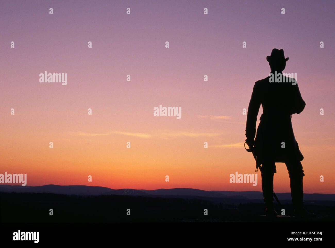 Gettysburg Battlefield Battle officer Sunset Stock Photo - Alamy