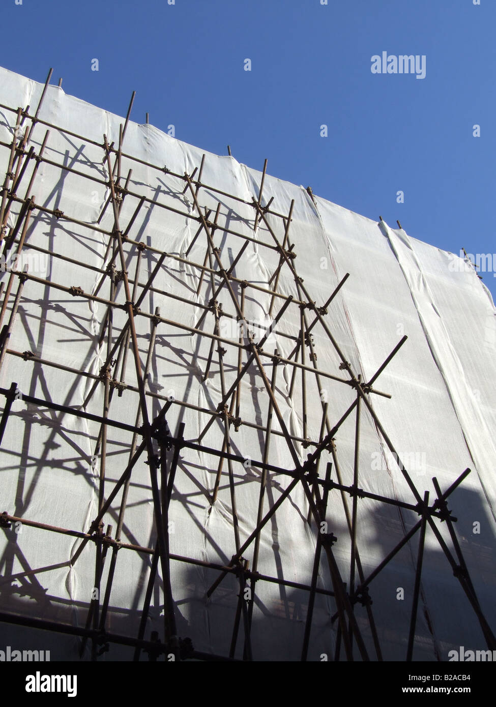 side wall support scaffolding on property building Stock Photo - Alamy