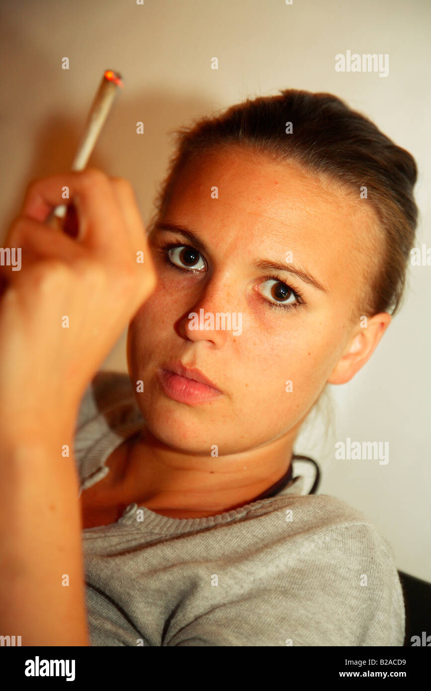 cannabis smoking Model photography, girl, woman Stock Photo - Alamy