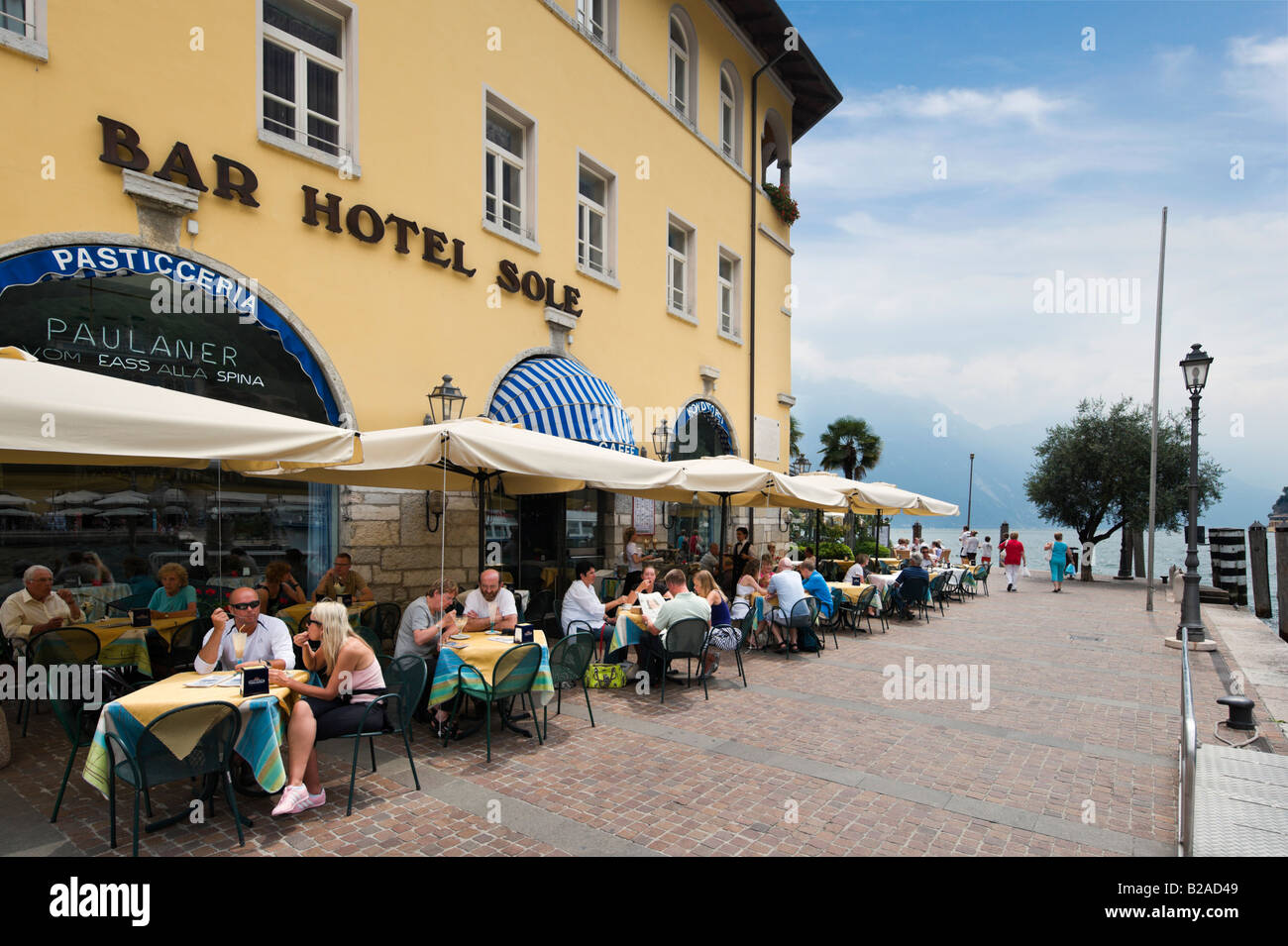 Lakefront Restaurant Riva Del Garda High Resolution Stock Photography ...