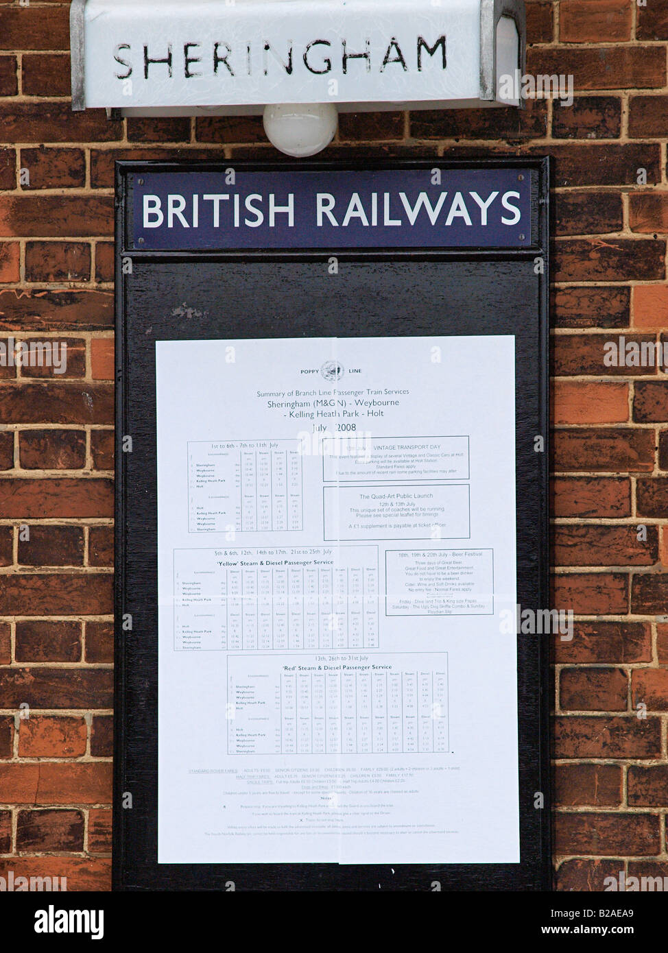 TRAIN TIMETABLE AT SHERINGHAM RAILWAY STATION POPPY LINE NORTH NORFOLK ...