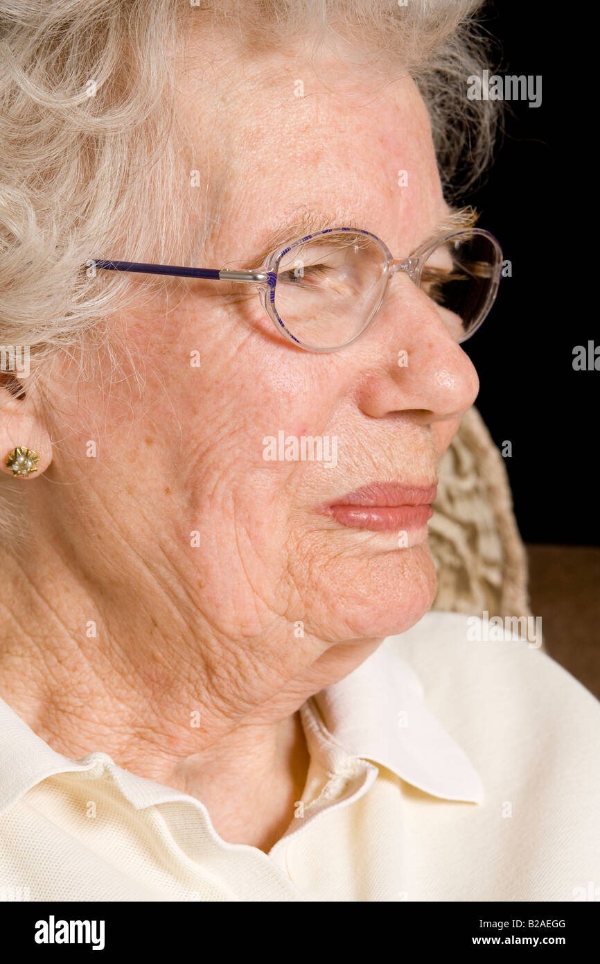 A profile of an old woman, UK Stock Photo - Alamy
