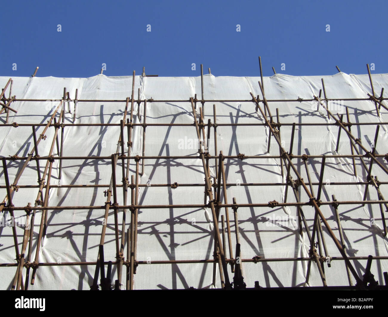 side wall support scaffolding on property building Stock Photo - Alamy