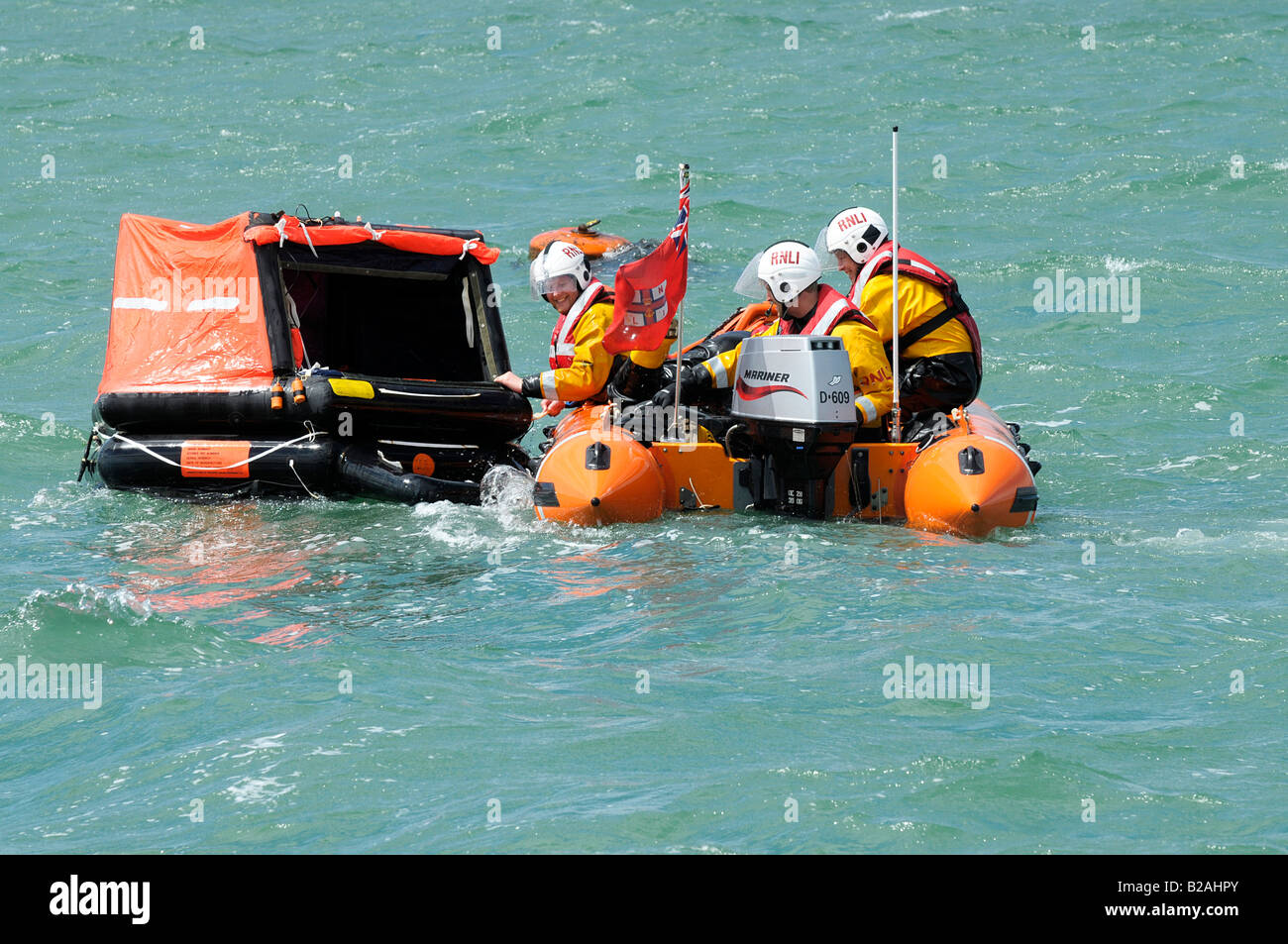 RNLI D class inshore boat during a rescue demonstration Stock Photo - Alamy