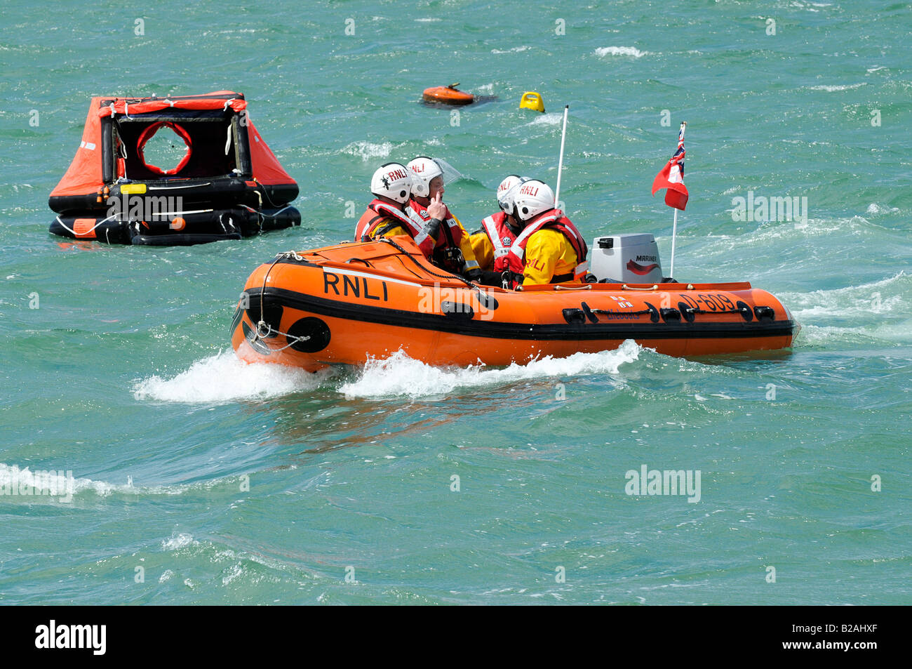 RNLI D class inshore boat during a rescue demonstration Stock Photo - Alamy