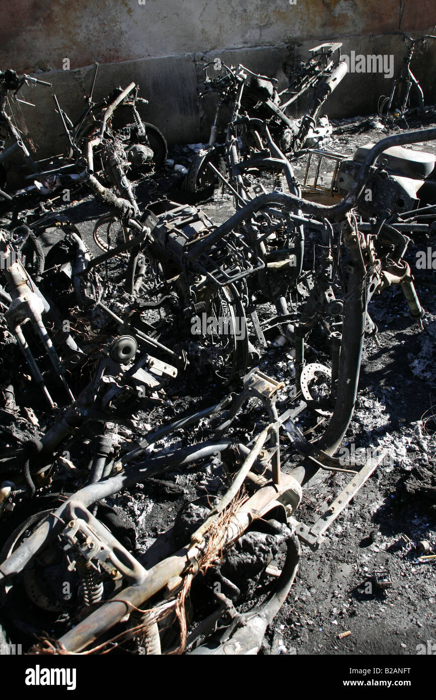 fire destroyed scooter motorbike in arson attack Stock Photo - Alamy