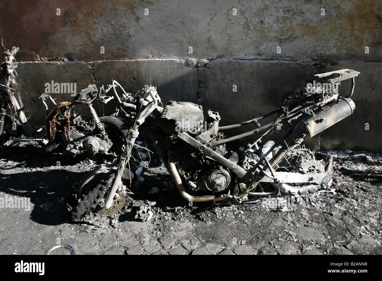 fire destroyed scooter motorbike in arson attack Stock Photo - Alamy