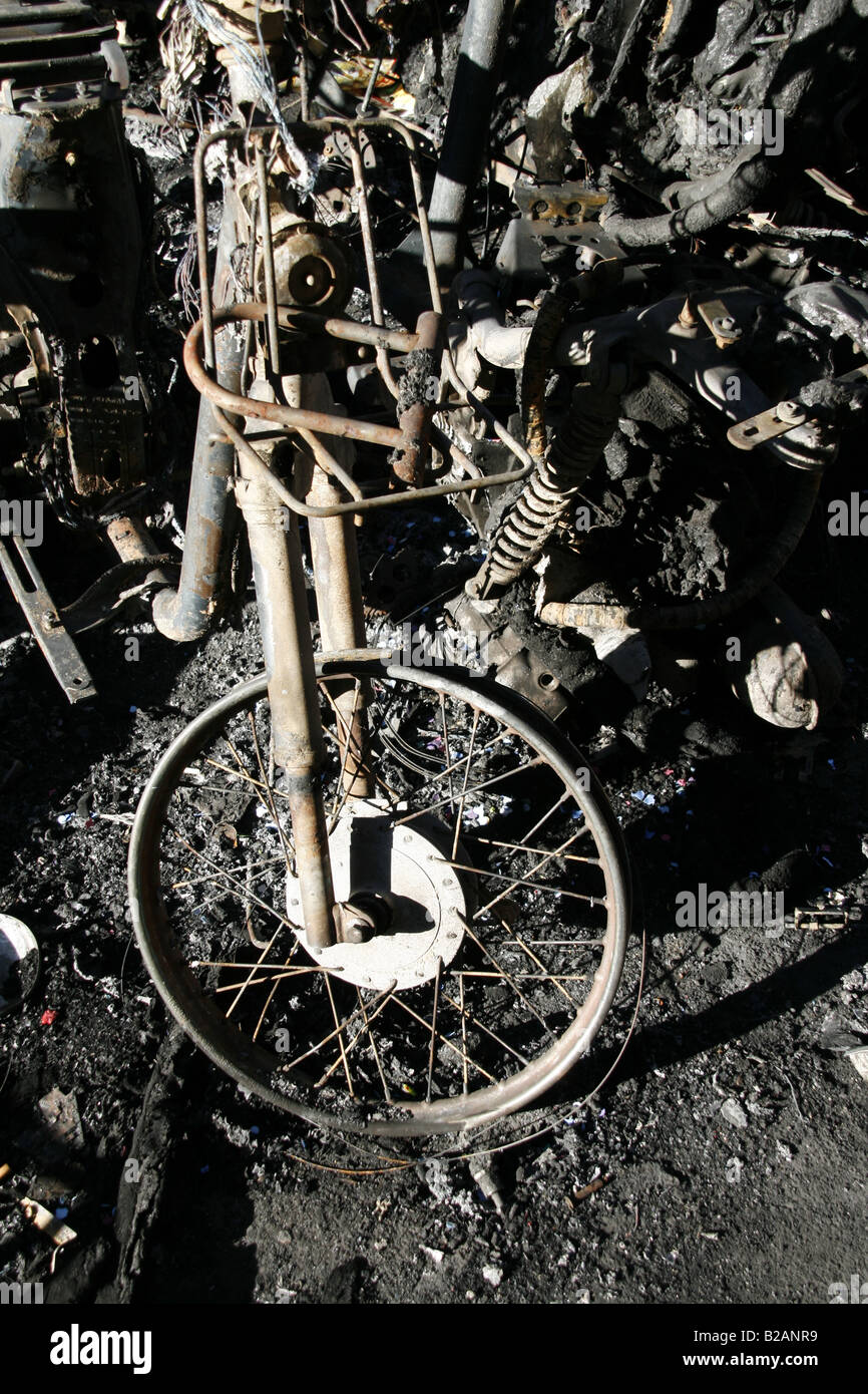 fire destroyed scooter motorbike in arson attack Stock Photo - Alamy