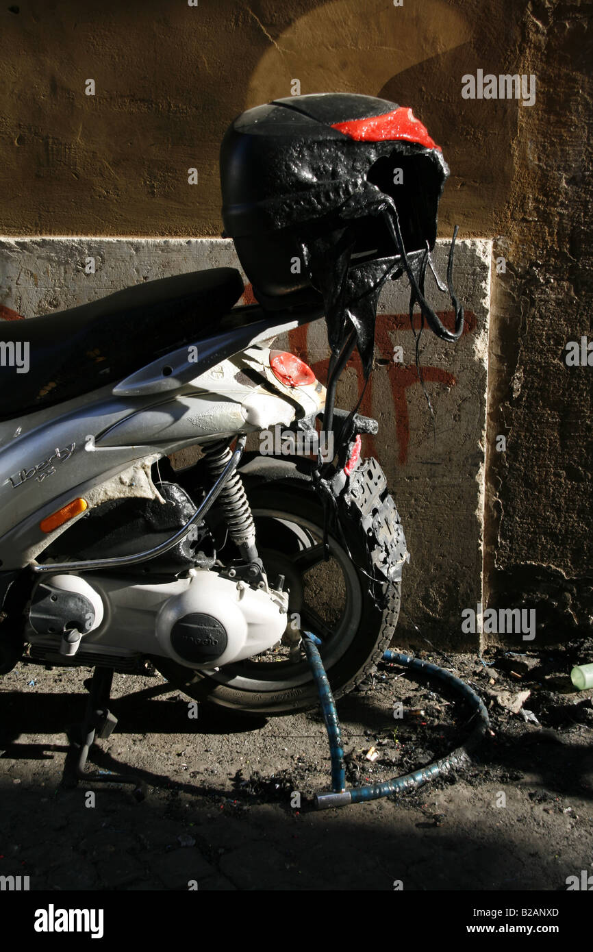 fire destroyed scooter motorbike in arson attack Stock Photo - Alamy